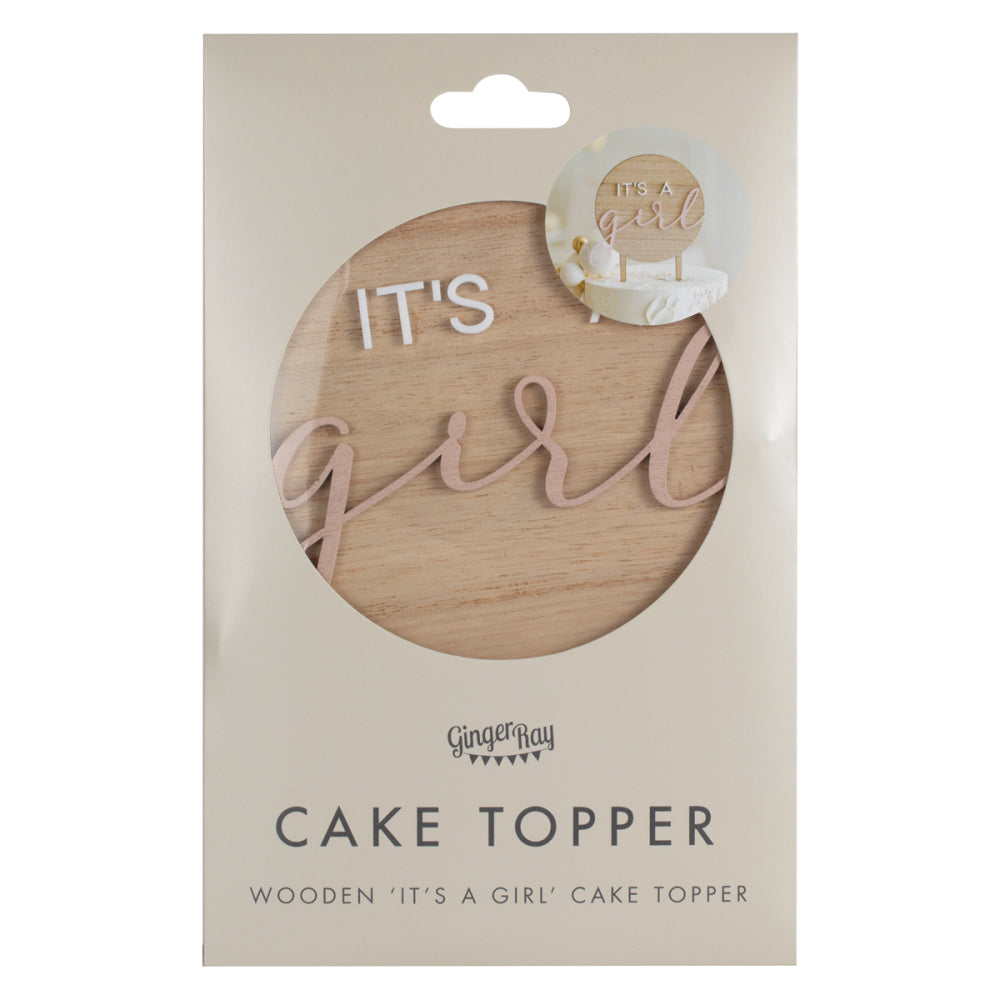 Teddy Bear It's a Girl Wooden Cake Topper – Planet Bounce